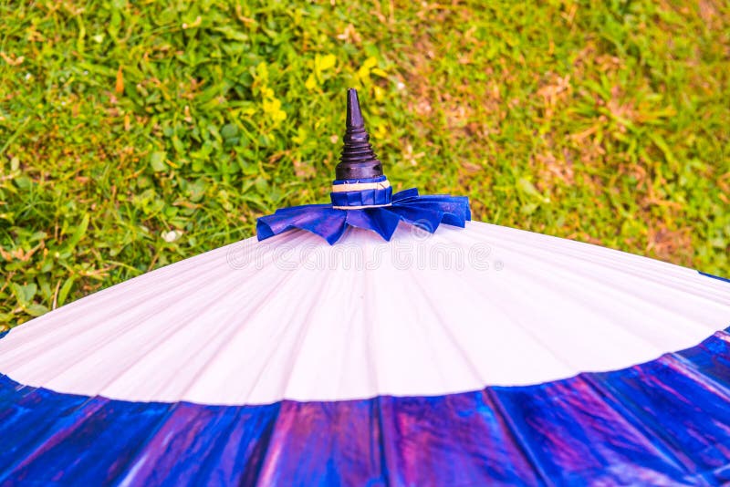 Thai Native Umbrella on Ground Stock Image - Image of object, decorated ...