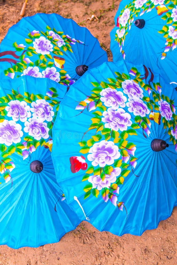 Thai Native Umbrella on Ground Stock Photo - Image of outside, beauty ...