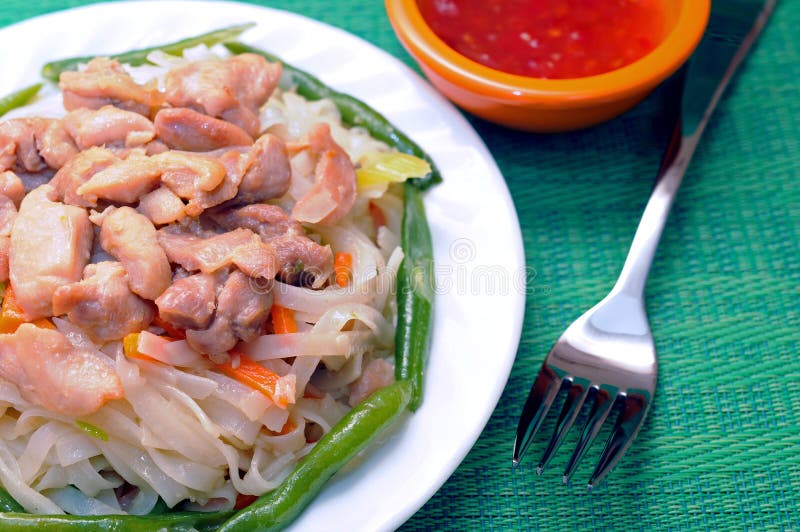 Thai noodle dish stock photo. Image of lunch, green, rice - 28219154