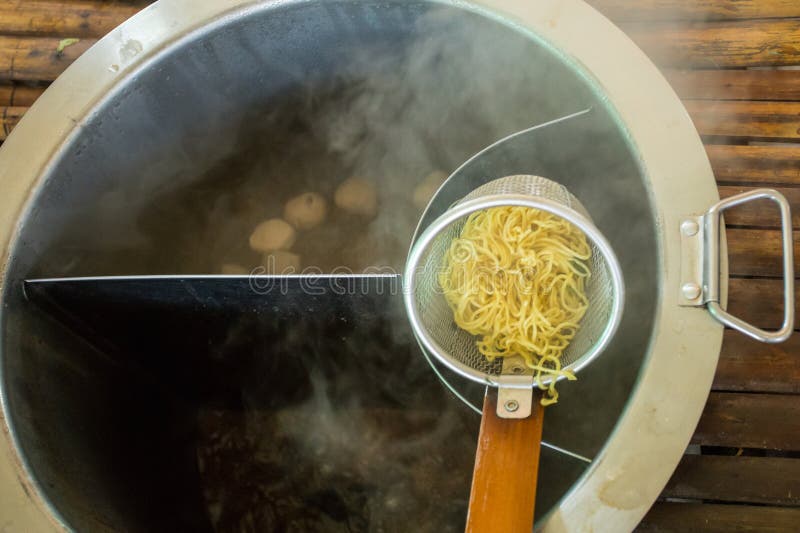 Thai Noodle Making Cooking Asian Noodles Noodle Pot. Stock Photo ...