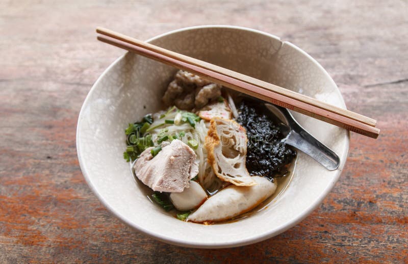 Soup with Pock, Pock Stick, Mushroom, Vegetable in White Bowl Near Have ...