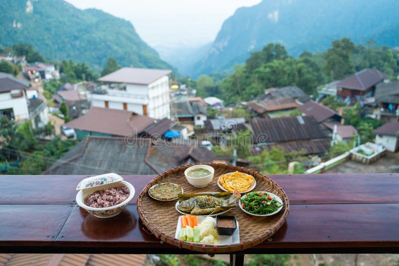 Thai Northern Food Recipe Dinner Set Stock Image - Image of soup, paste ...