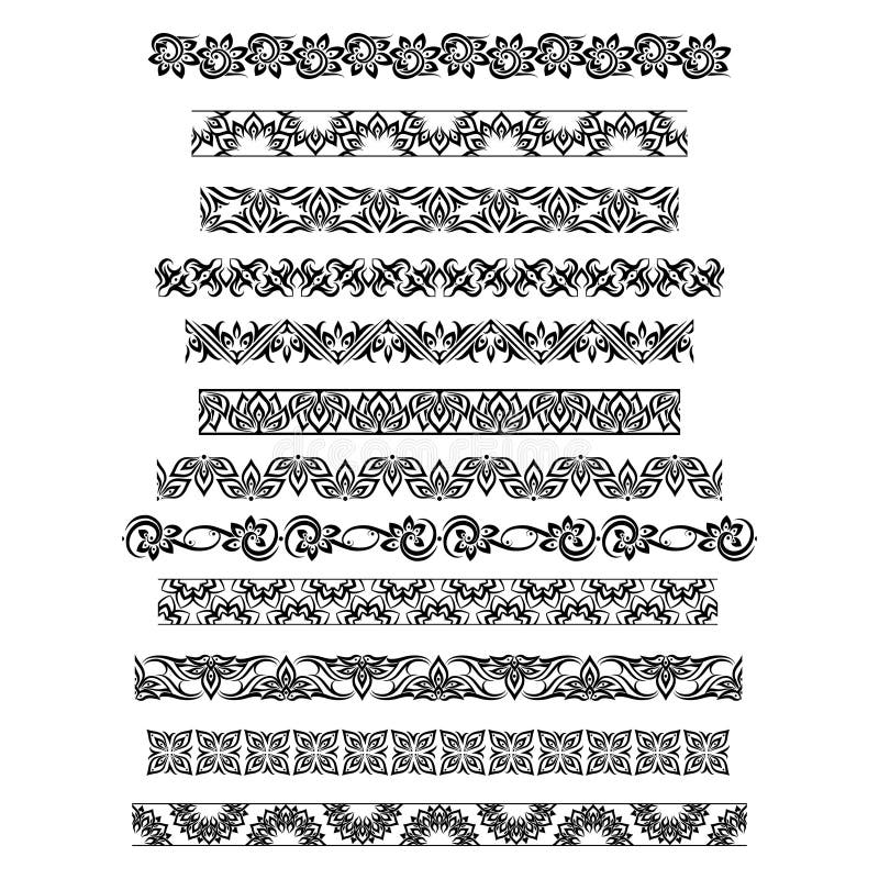 Thai Ornament Border Patterns with Vector Thai Floral Motifs Stock ...