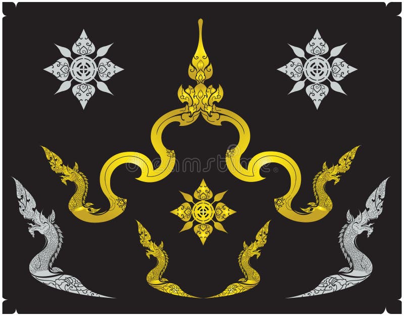 Thai Ornament Design and Border Thai Stock Vector - Illustration of ...