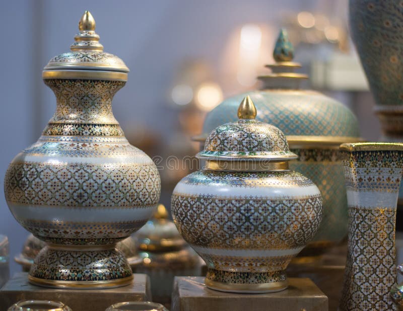 Thai painted pottery stock photo. Image of antique, culture - 37397194