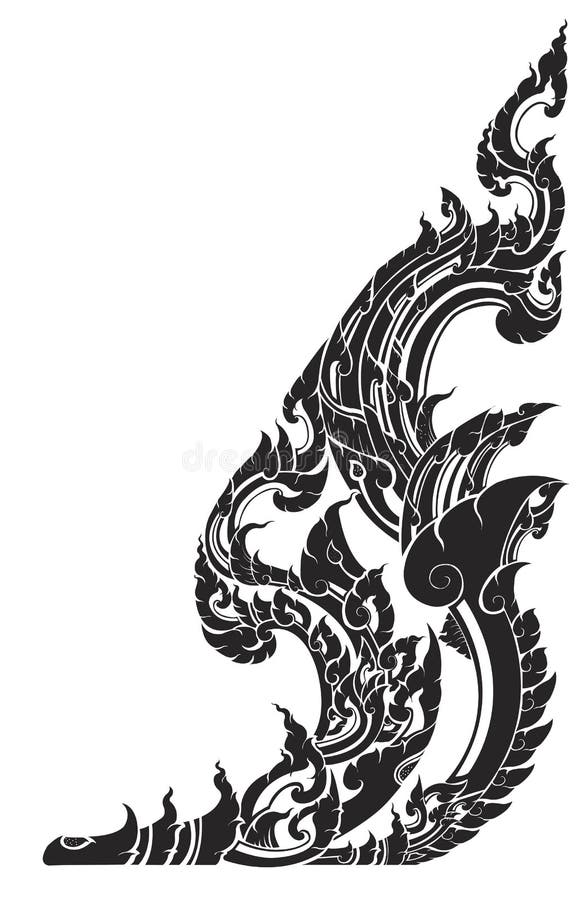 Thai Painting Kanok Sticker Stock Vector - Illustration of black ...