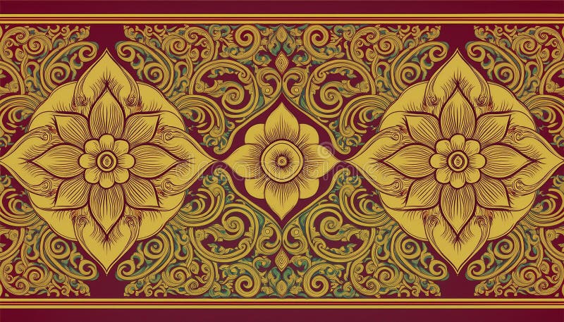 Thai Pattern with Floral Concept and Elegant Decorative Stock ...