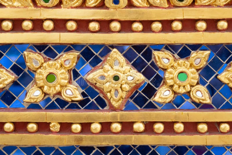 Thai Pattern Temple Wall. Thai Identity Stock Image - Image of detail ...