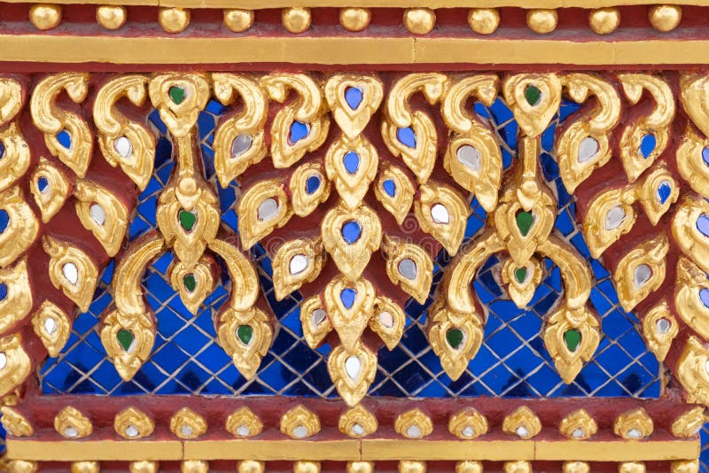 Thai Pattern Temple Wall. Thai Identity Stock Photo - Image of buddhism ...