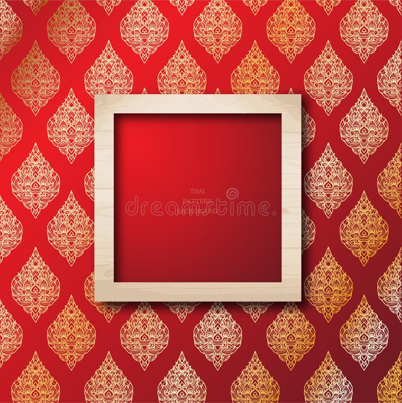 Thai Pattern Traditional Illustration Red and Gold Stock Illustration ...
