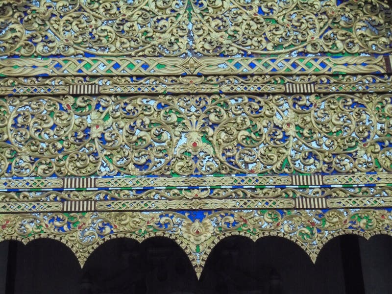 Thai Pattern on the Wall of Temples in Thailand Stock Photo - Image of ...