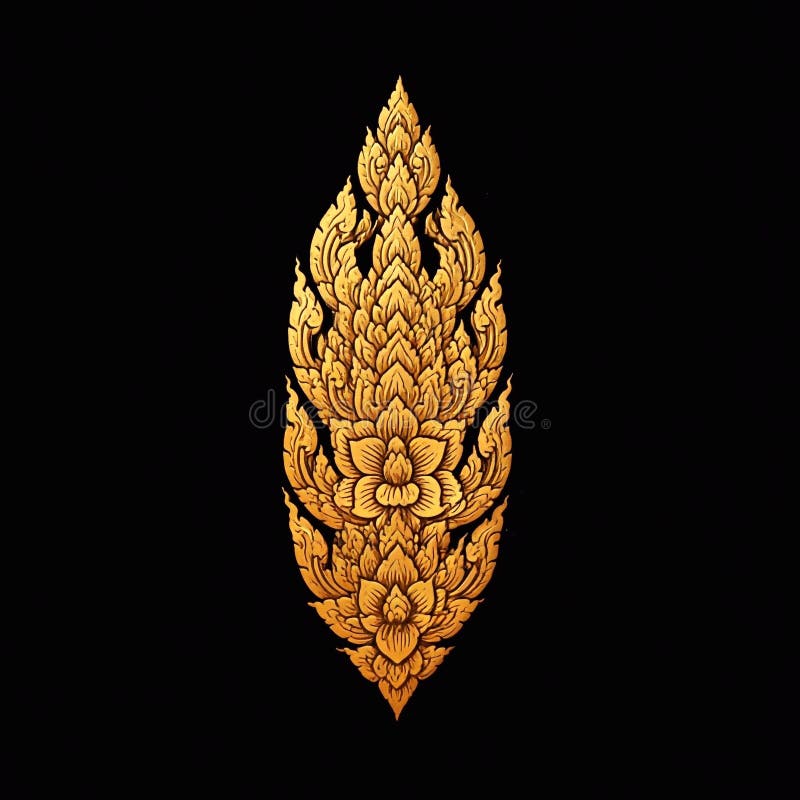 Thai Patterns are Gold-colored Patterns with No Background. Stock ...
