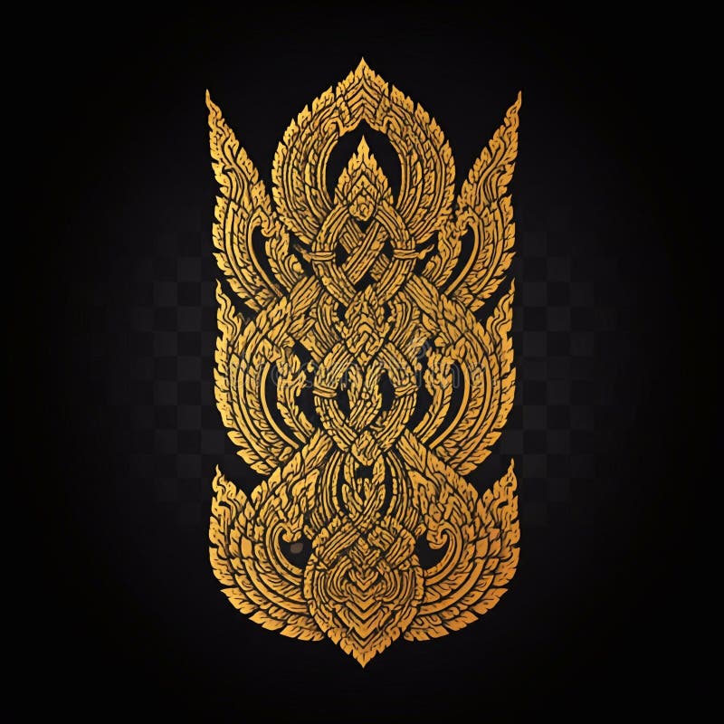 Thai Patterns are Gold-colored Patterns with No Background. Stock ...