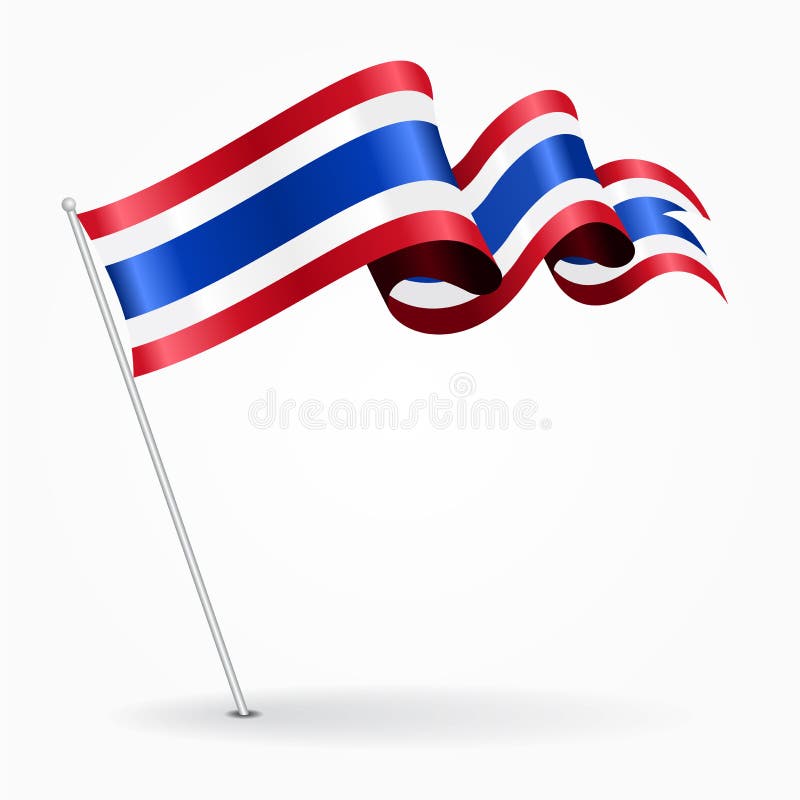 Thai Pin Wavy Flag. Vector Illustration. Stock Vector - Illustration of ...