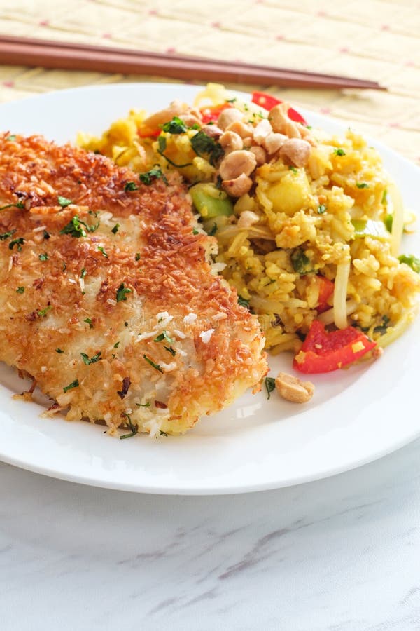 Thai Pineapple Rice Coconut Chicken Stock Photo - Image of lunch, phat ...