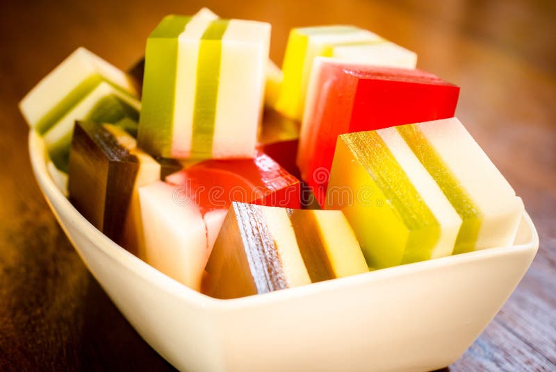 Thai Pink and Green Jelly Dessert. Selective Focus Stock Photo - Image ...