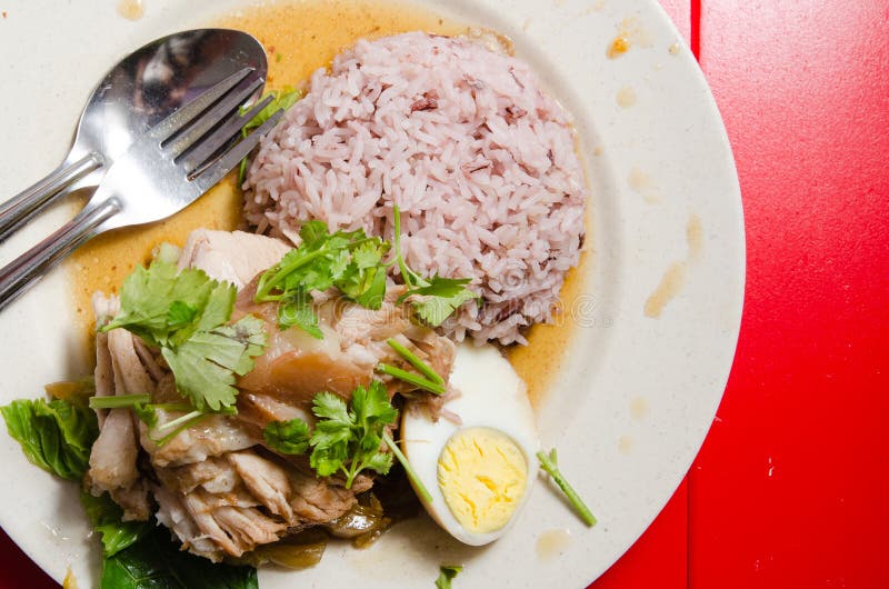 Thai Pork Leg Rice with Egg Stock Image - Image of streetfood, hawker ...