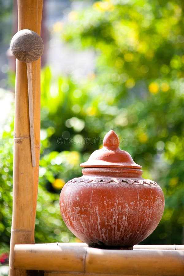 Thai Pottery Jar is a Container for Water Stock Image - Image of ...