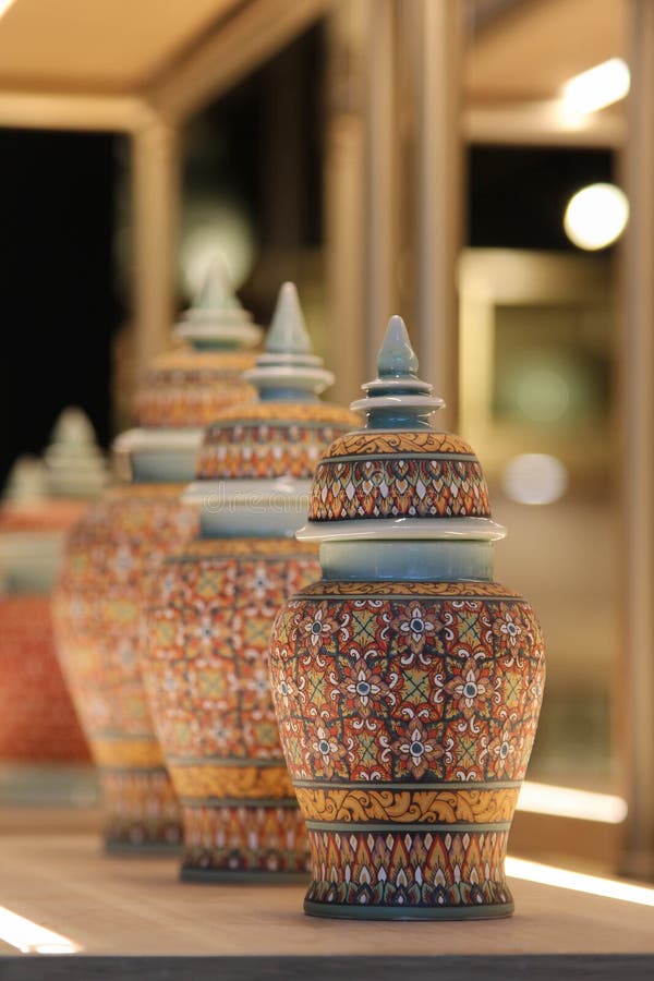 Pottery placed on shelf stock image. Image of clay, elegance - 254234197