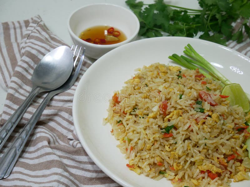 Thai Recipe - Thai Fried Rice with Eggs Stock Photo - Image of appetit ...