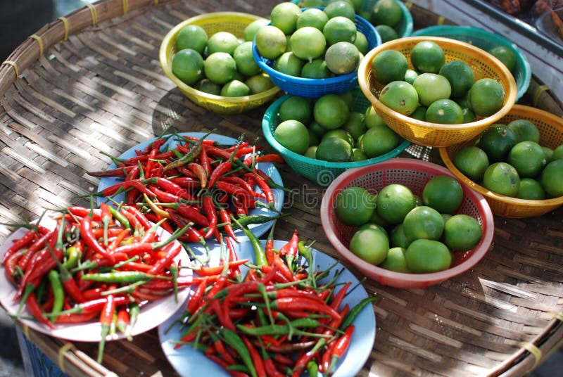 Thai red chilli and lemon stock image. Image of agriculture - 40769133