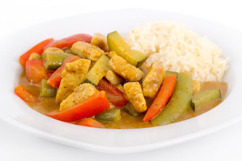 Thai Red Curry Chicken with Rice Stock Image - Image of gaeng, colored ...