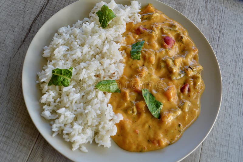Thai Red Vegetable Curry with Jasmine Rice Stock Image - Image of ...