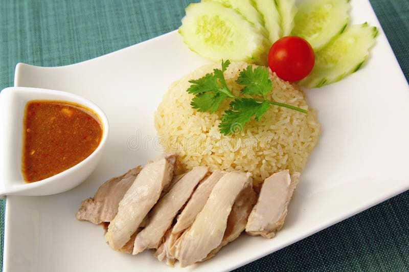 Thai rice with chicken stock image. Image of coriander - 10703163
