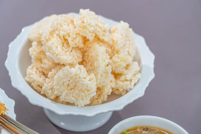 Thai Rice Cracker in dish stock photo. Image of lifestyle - 209235312
