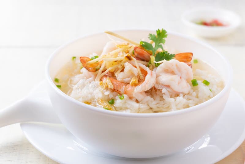 Thai Rice Soup with Shrimp ,Khao Tom Goong Stock Photo - Image of cook ...