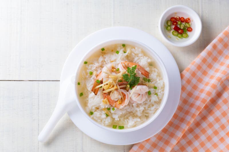 Thai Rice Soup with Shrimp ,Khao Tom Goong Stock Photo - Image of asia ...