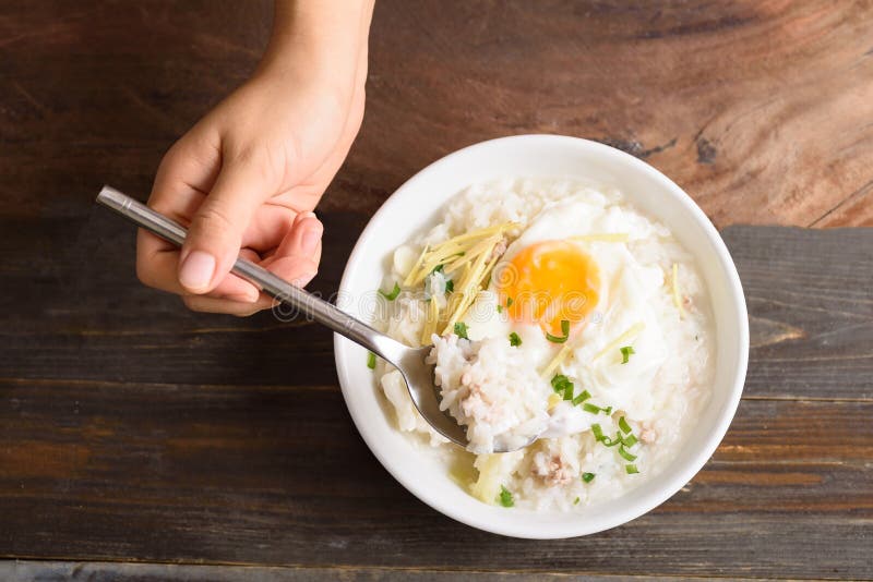 Thai Rice Soup or Soft-boiled Rice Eating Stock Photo - Image of ...