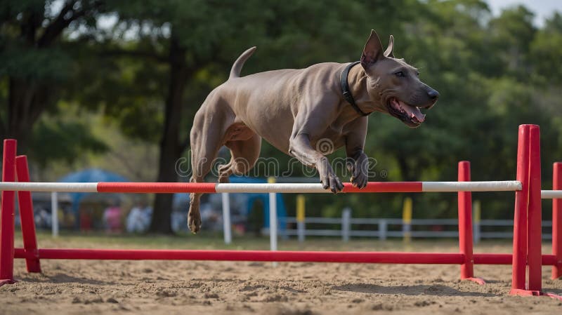 Thai Ridgeback Jumping Over Agility Course Obstacle Stock Illustration ...