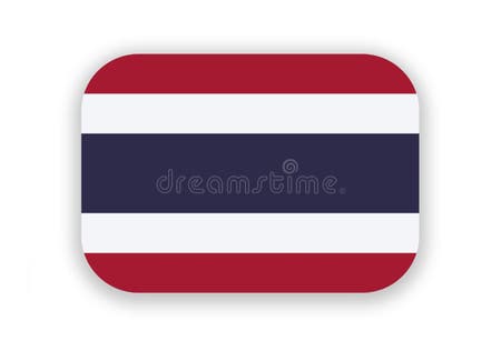 Thai Rounded Rectangle Flag Icon with Shadow on White Background ...