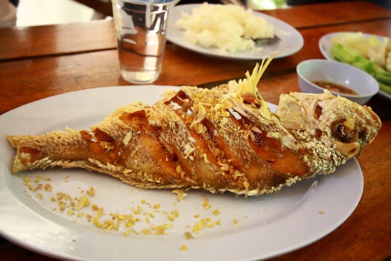 Thai S Style Deep Fired Fish at Restaurant in Similan Island, Thailand ...