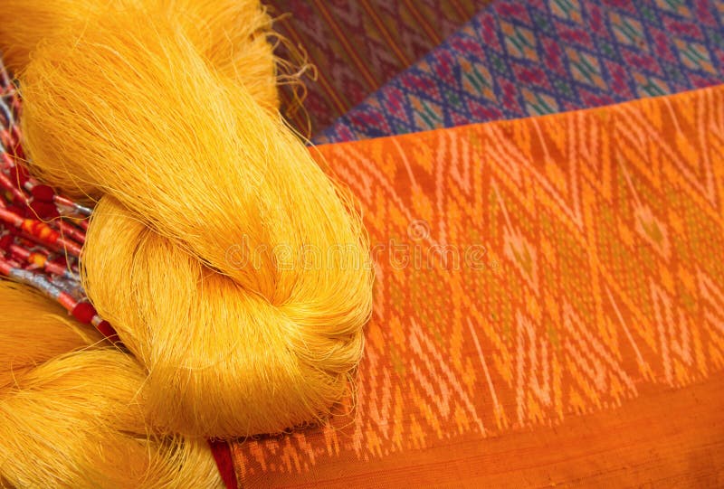 Thai Silk Cloths and Raw Silk Threads Material Stock Image - Image of ...