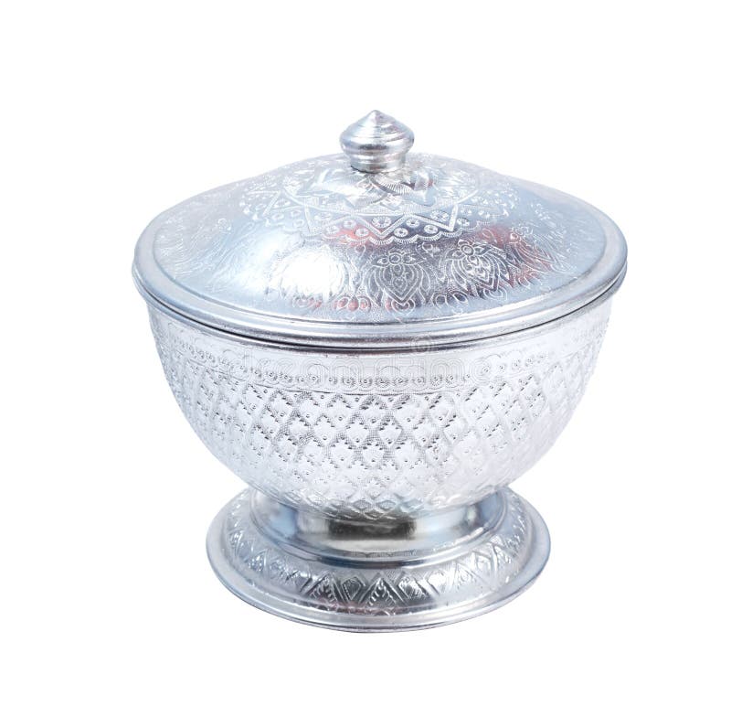 Thai Silver Bowl Antique Silverware Stock Image - Image of silverware ...