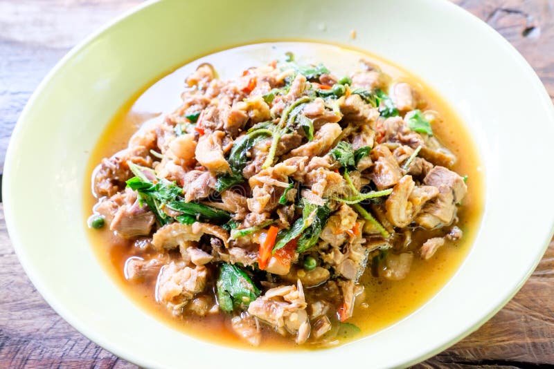 Thai spicy duck with basil stock photo. Image of beef - 49460630