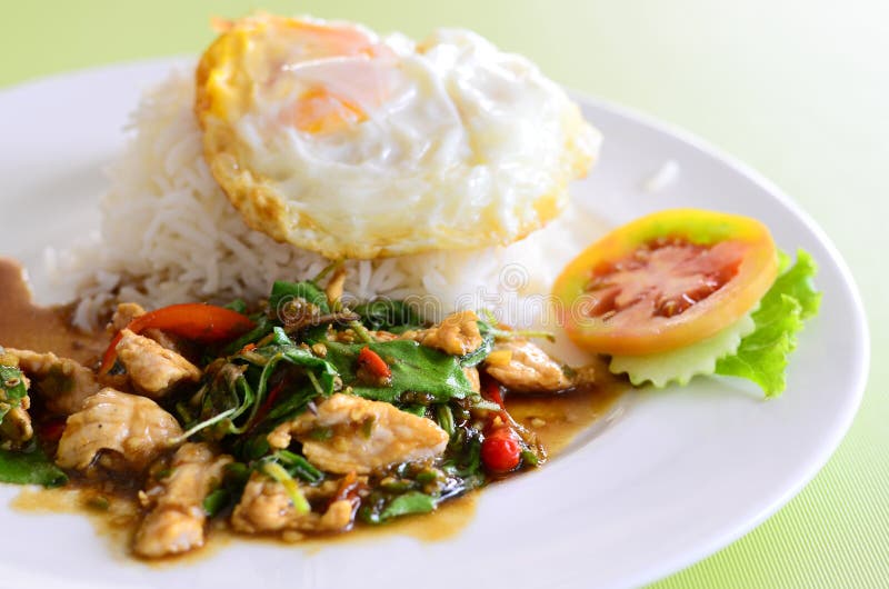 Thai Spicy Food, (kapao Moo). Stock Image - Image of rice, pepper: 25170851