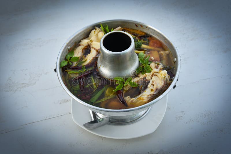 Thai Spicy Soup with Fish - Tom Yum Soup Stock Image - Image of asian ...