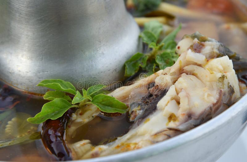 Thai Spicy Soup with Fish - Tom Yum Soup Stock Photo - Image of citrus ...