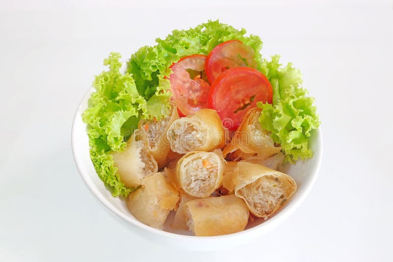 Thai Spring Roll and Fresh Salad Stock Photo - Image of cuisine ...