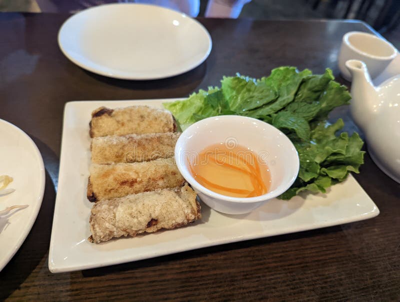 Thai Spring Rolls Appetizer Crispy Stock Image - Image of drink ...