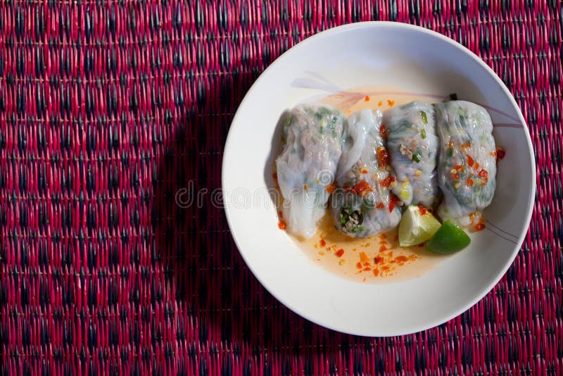 Thai Steamed Rice Skin Dumplings Stock Photo - Image of rice, chili ...