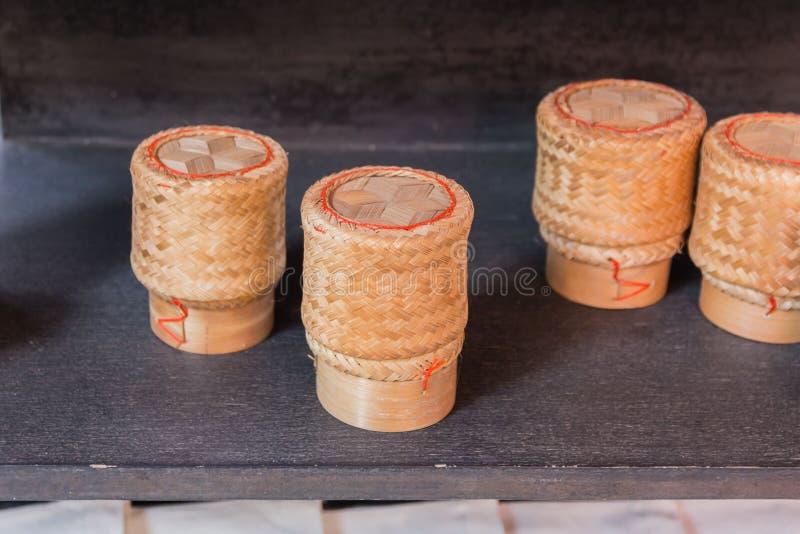 Thai Sticky Rice in a Bamboo Wooden Stock Photo - Image of agriculture ...
