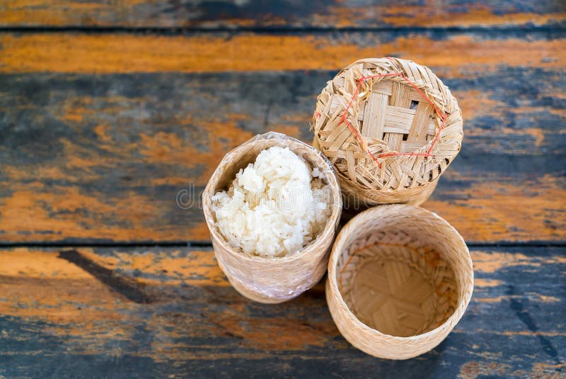 Thai Sticky Rice in Bamboo Wooden Stock Image - Image of breakfast ...