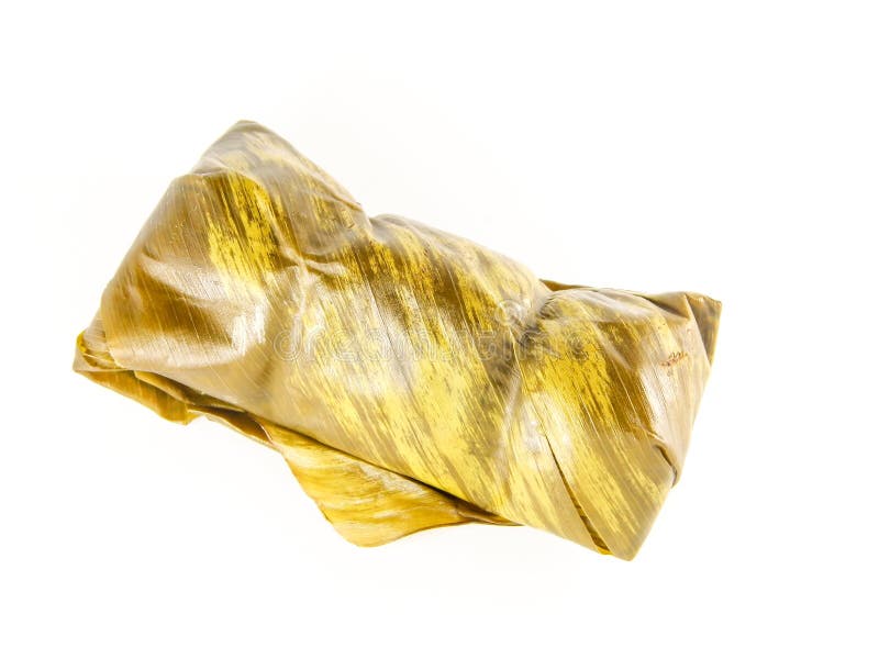 Thai Sticky Rice Wrapped in Banana Leaf Stock Image - Image of asian ...