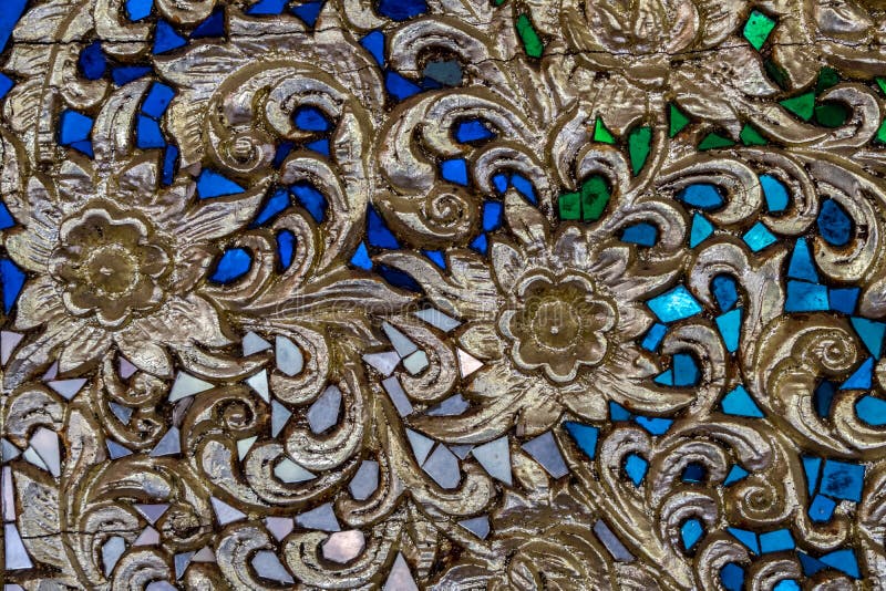 Thai Stucco and Color Glass Stock Photo - Image of plaster, ornate ...