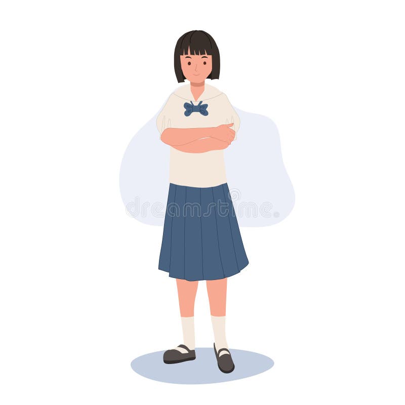 Thai Student in Uniform Doing Confident Crossed Arms Pose Stock Vector ...