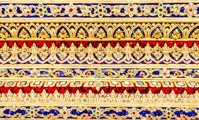 Thai Style Background on Temple Wall Stock Image - Image of cloth, leaf ...